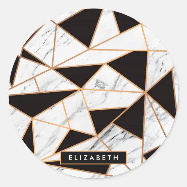 Black & White Marble Classic Round Sticker | Zazzle