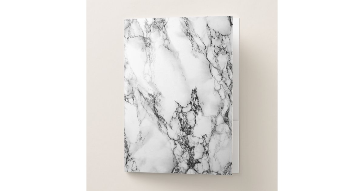 Black & White Marble Pocket Folder | Zazzle