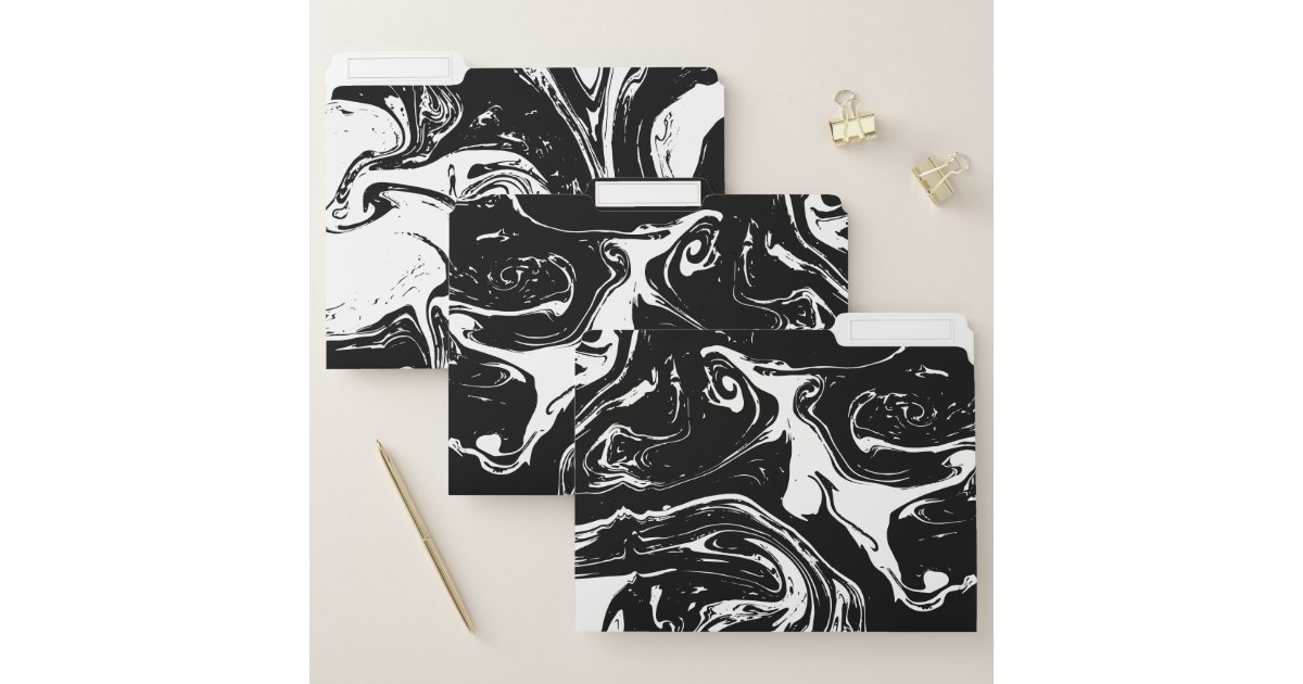 Black & White Marble Style File Folders | Zazzle