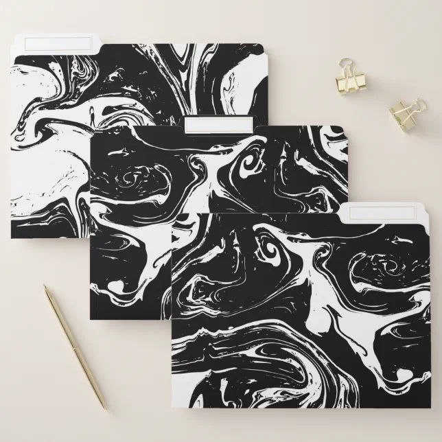 Black & White Marble Style File Folders | Zazzle
