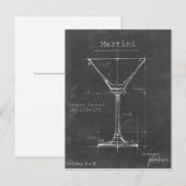 Black & White Martini Glass Blueprint Postcard | Zazzle