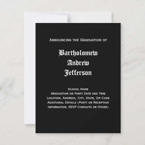 Black/White MBA Business Grad School Graduation Invitation | Zazzle