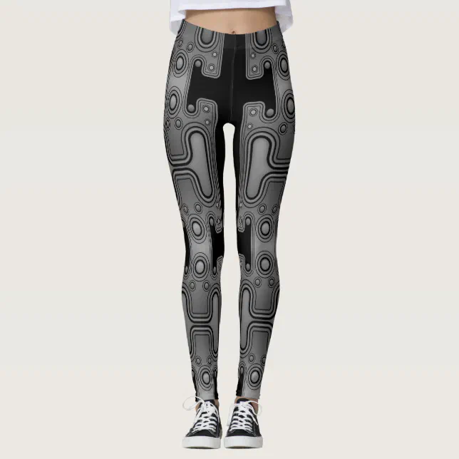 Black & White Mechanical Android Futuristic Robot Leggings | Zazzle