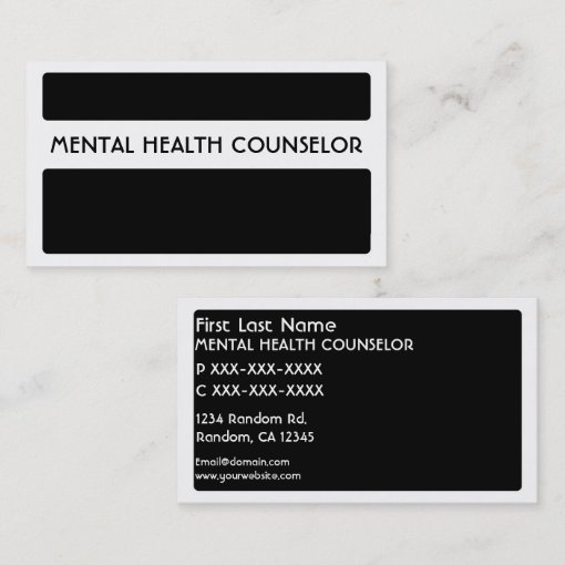 Black white MENTAL HEALTH COUNSELOR business cards | Zazzle