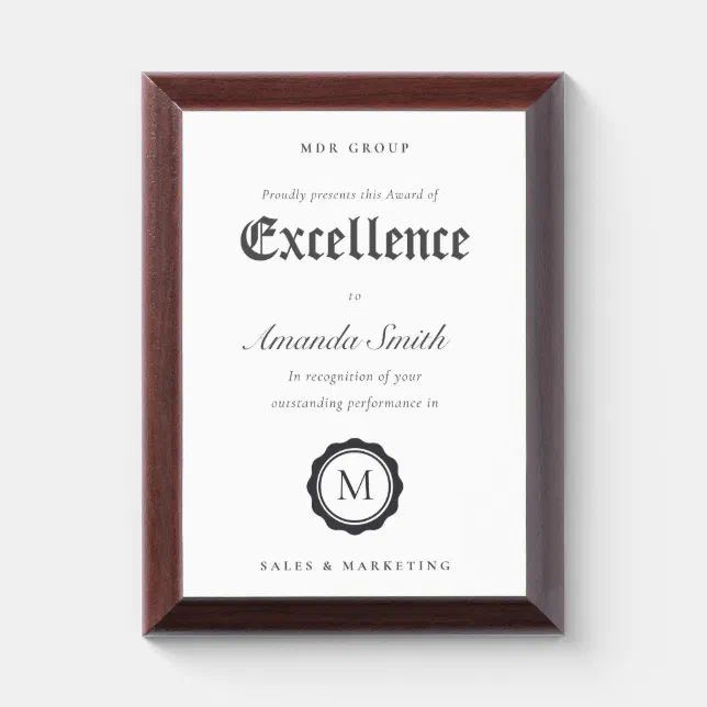 Black & White Minimal Logo Award of Excellence | Zazzle