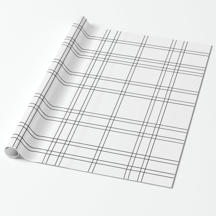 Black & White Minimal Modern Plaid Clean Pattern Wrapping Paper | Zazzle