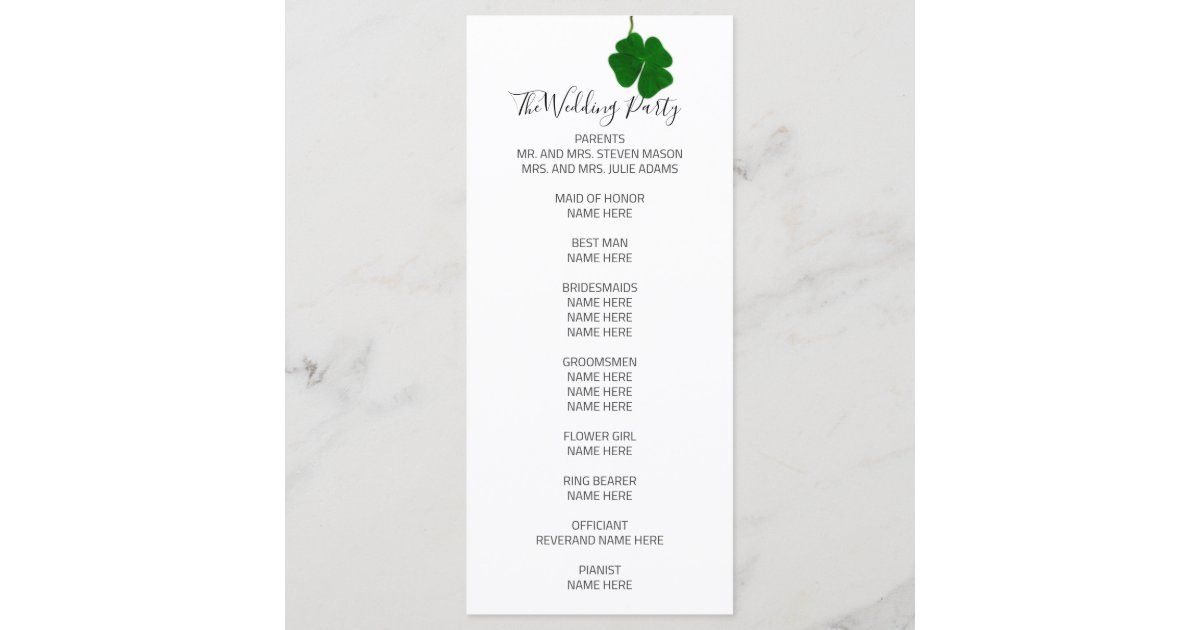 Black White Minimalism Four-Leaved Clover Program | Zazzle