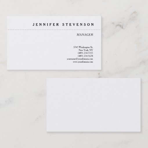 Black & White Minimalist Elegant Plain Classical Business Card | Zazzle