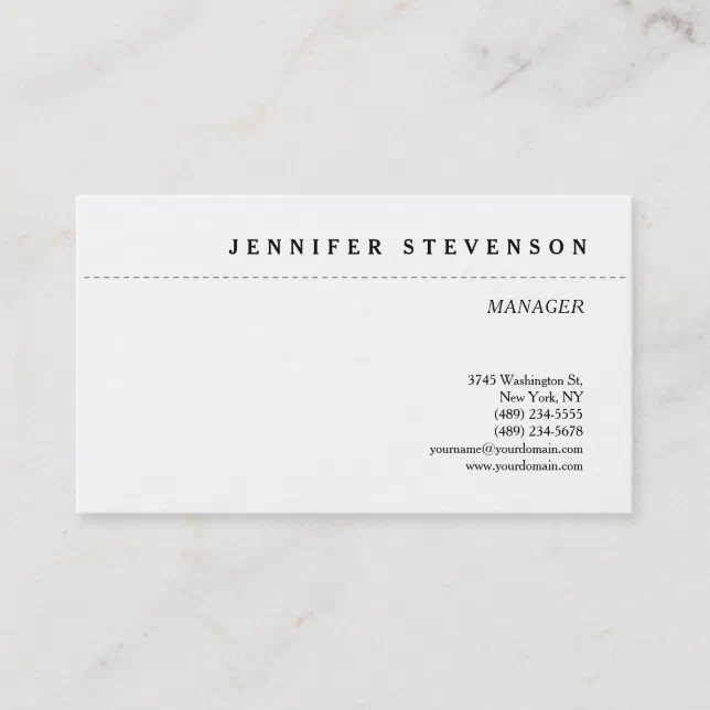 Black & White Minimalist Elegant Plain Classical Business Card | Zazzle