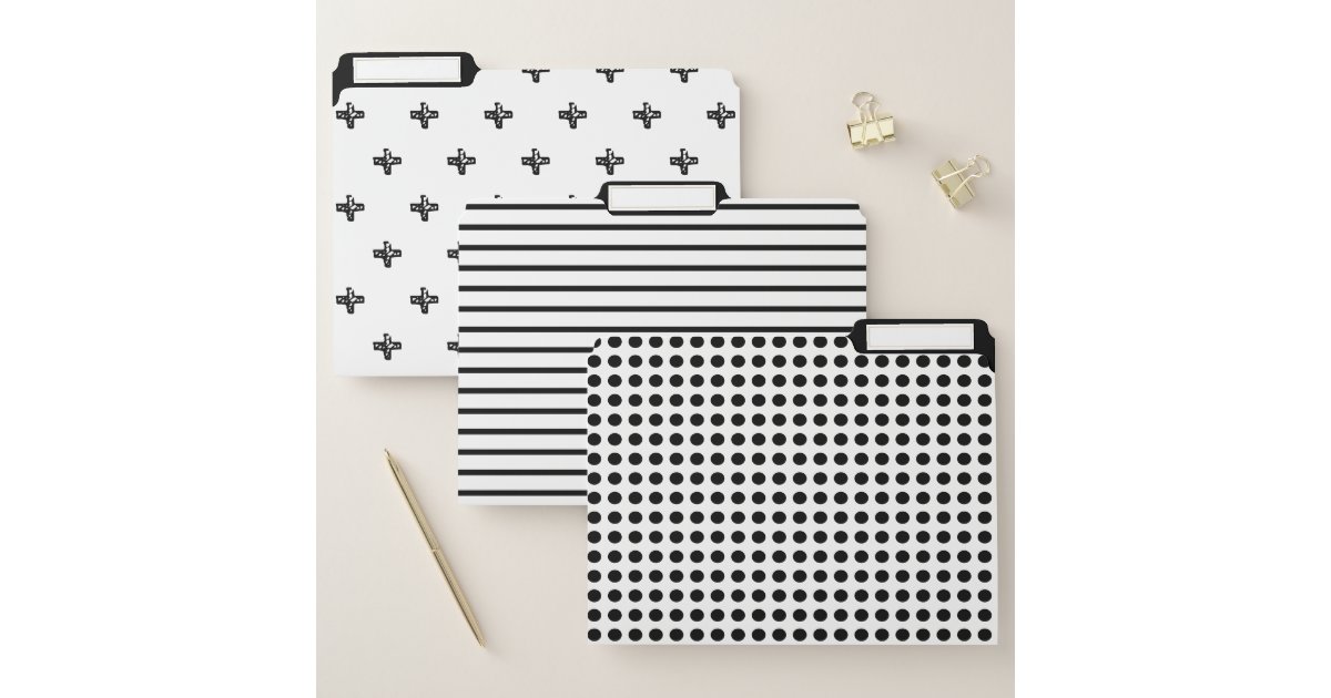 Black & White Minimalist File Folders Set | Zazzle