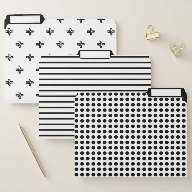 Black & White Minimalist File Folders Set | Zazzle