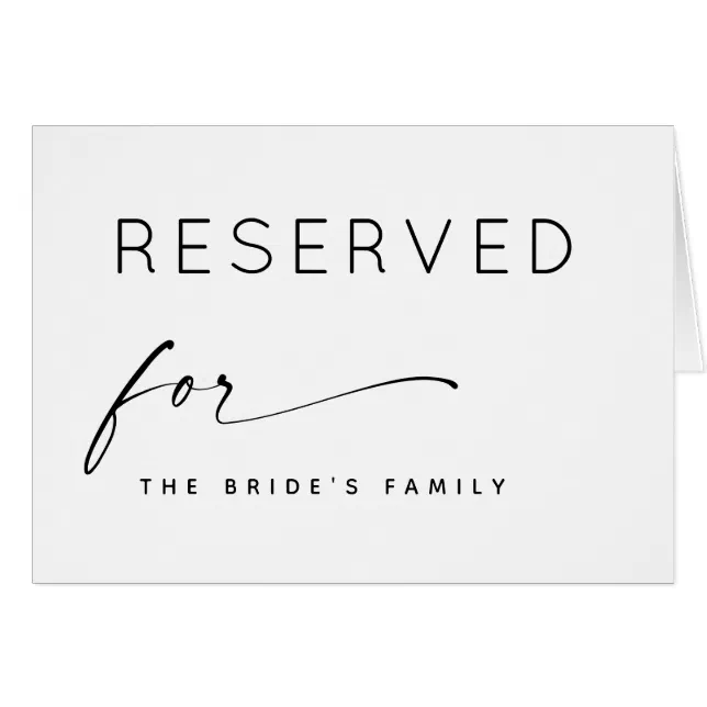 Black & White Minimalist Reserved For Wedding Sign | Zazzle