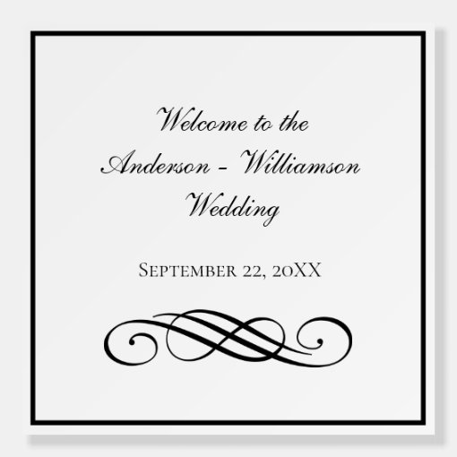 Black White Minimalist Script Wedding Welcome Foam Board | Zazzle
