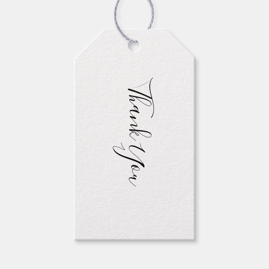 Black & White Minimalist Thank You Gift Tag | Zazzle
