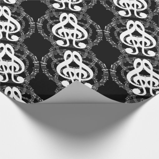 Black & White Mirror Image Music Wrapping Paper | Zazzle