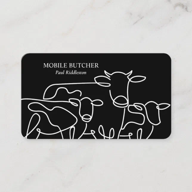 Black & White Mobile Butcher Cattle Farmer Business Card | Zazzle