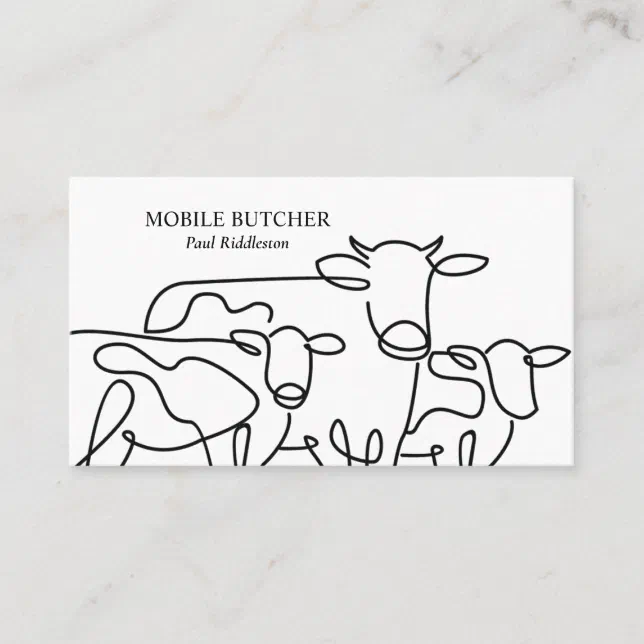 Black & White Mobile Butcher Cattle Farmer Business Card | Zazzle