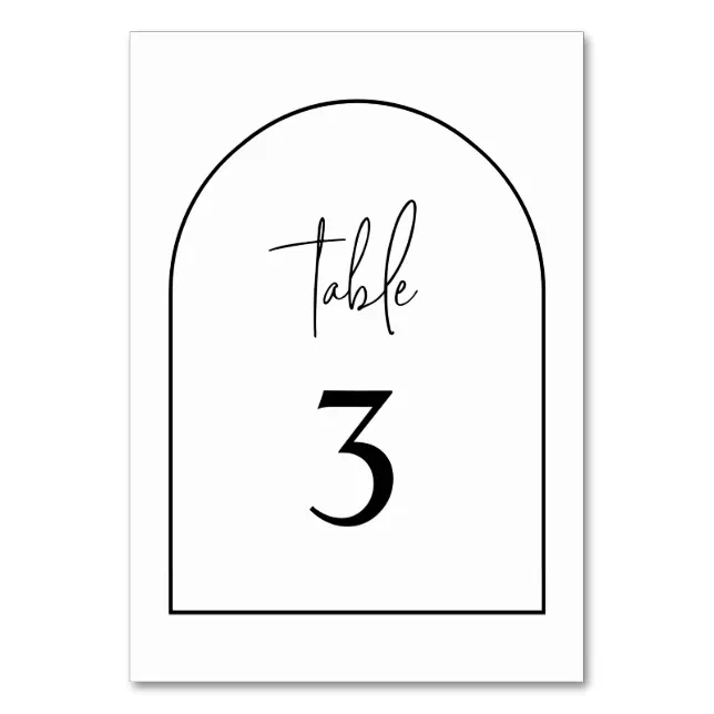 Black & White Modern Arch Minimalist Table Number | Zazzle