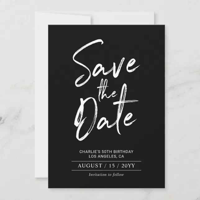 Black & White | Modern Birthday Save the Date | Zazzle