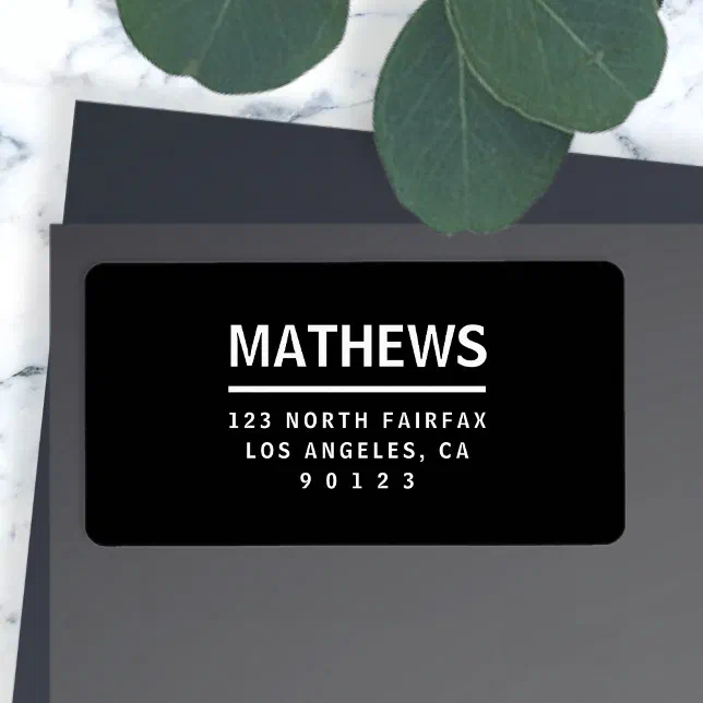 Black & White | Modern Bold Return Address Label | Zazzle