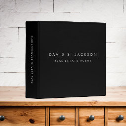 Black White Modern Elegant Professional Classy 3 Ring Binder | Zazzle