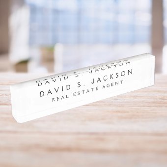Black White Modern Elegant Professional Classy Desk Name Plate | Zazzle