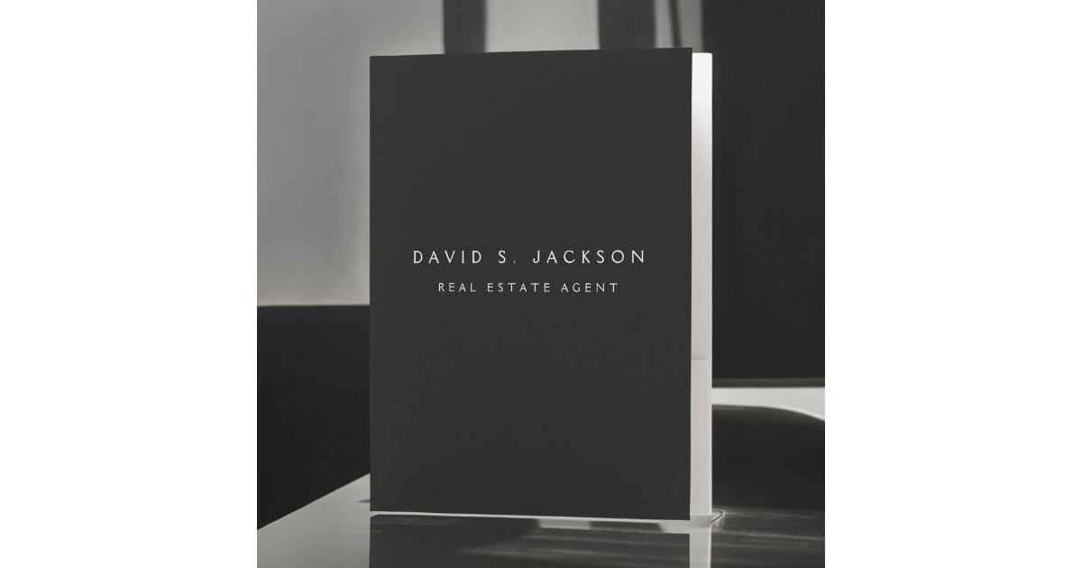 Black White Modern Elegant Professional Classy Pocket Folder | Zazzle