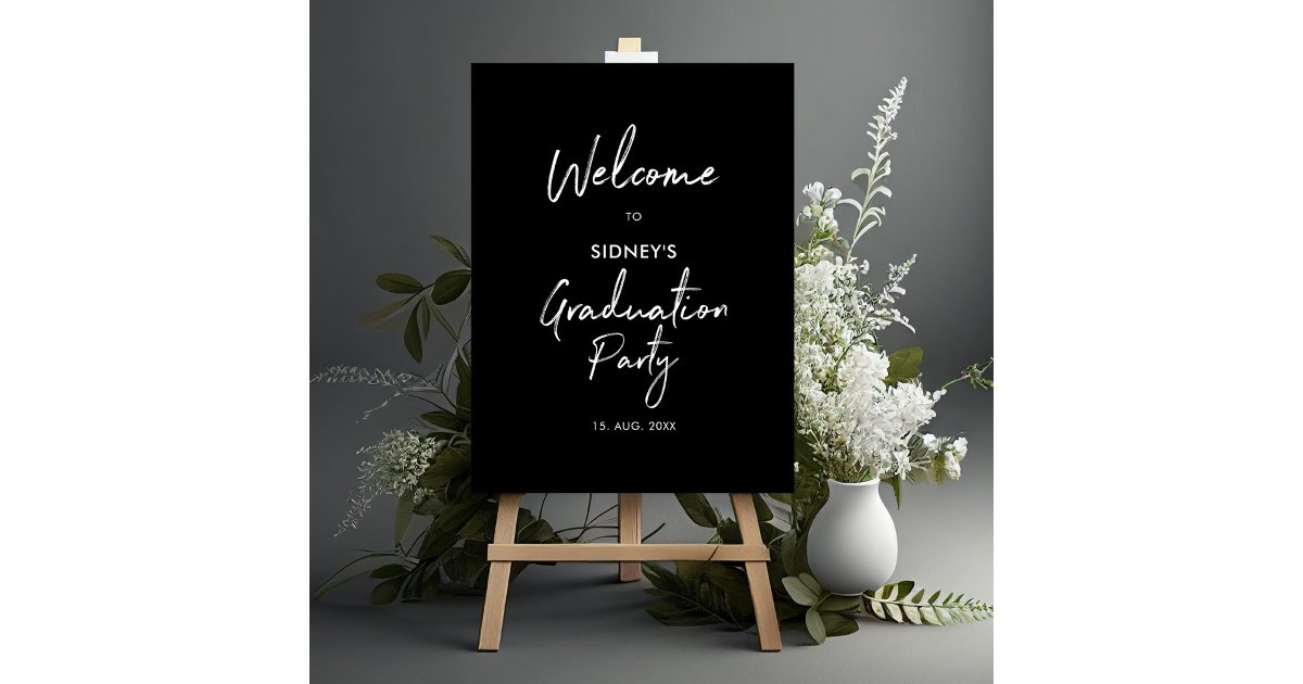 Black & White Modern Graduation Party Welcome Sign | Zazzle