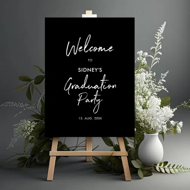 Black & White Modern Graduation Party Welcome Sign | Zazzle