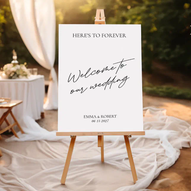 Black & White Modern Minimal Wedding Welcome Sign | Zazzle