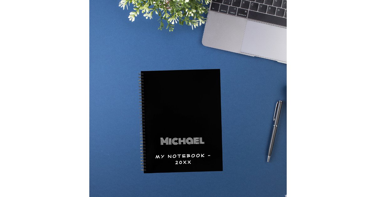Black white modern notebook | Zazzle