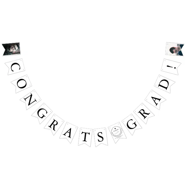 Black White Modern Photo Graduation Bunting Banner | Zazzle