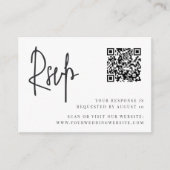 Black & White Modern Script QR Code Wedding RSVP Enclosure Card | Zazzle