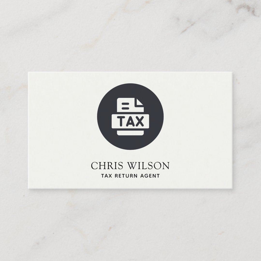 BLACK WHITE MODERN TAX RETURN AGENT PREPARER ICON BUSINESS CARD | Zazzle