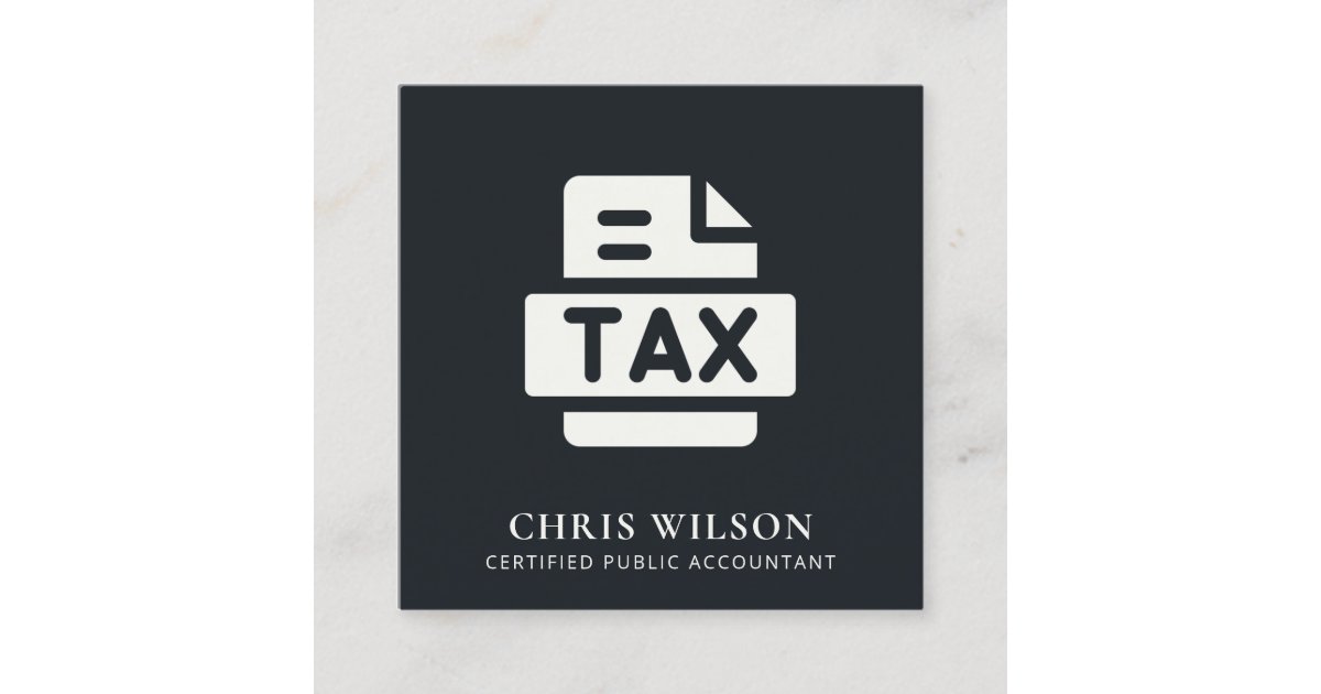 BLACK WHITE MODERN TAX RETURN AGENT PREPARER ICON SQUARE BUSINESS CARD ...