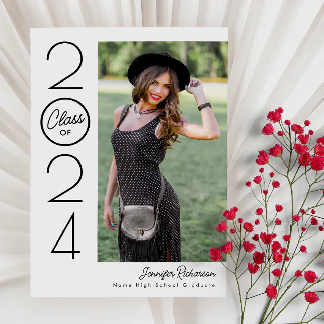 Black & White Modern Typography Photo Graduation Announcement | Zazzle