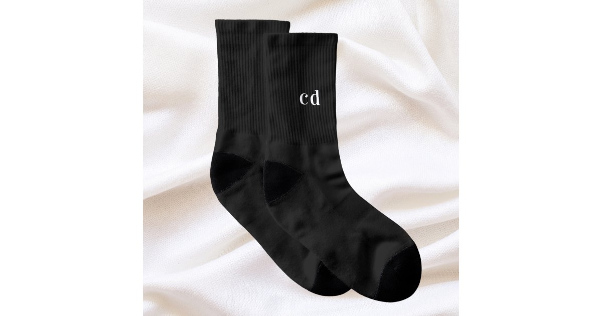 Black white monogram initails minimalist socks | Zazzle