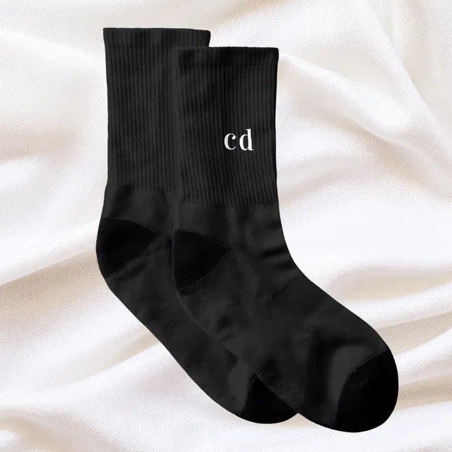 Black white monogram initails minimalist socks | Zazzle