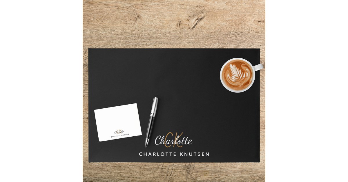 Black white monogram initials script paper pad | Zazzle