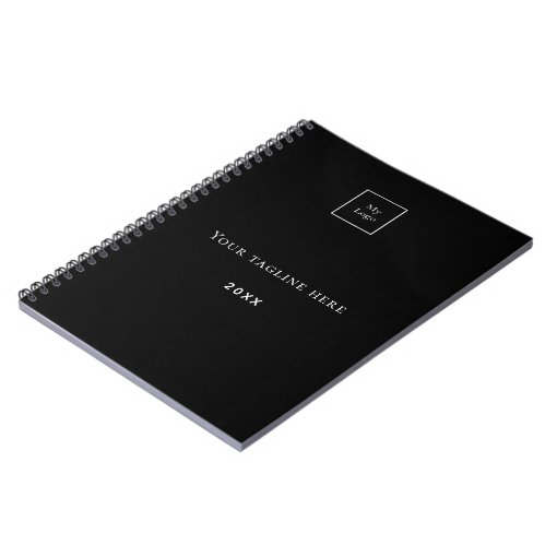 Black white monogram name logo business notebook | Zazzle