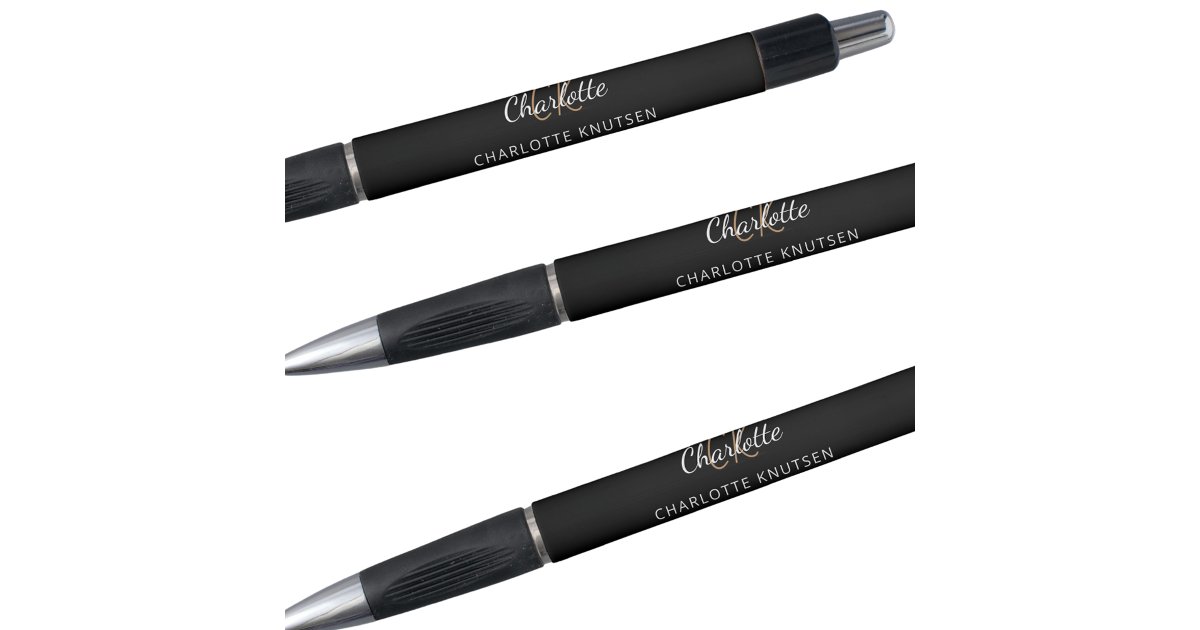 Black white monogram name script pen | Zazzle