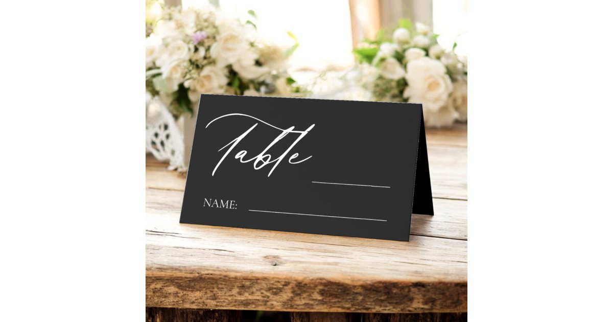 Black White Monogram Wedding Table Number Place Card | Zazzle