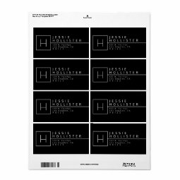 Black & White Monogrammed Return Address Label | Zazzle