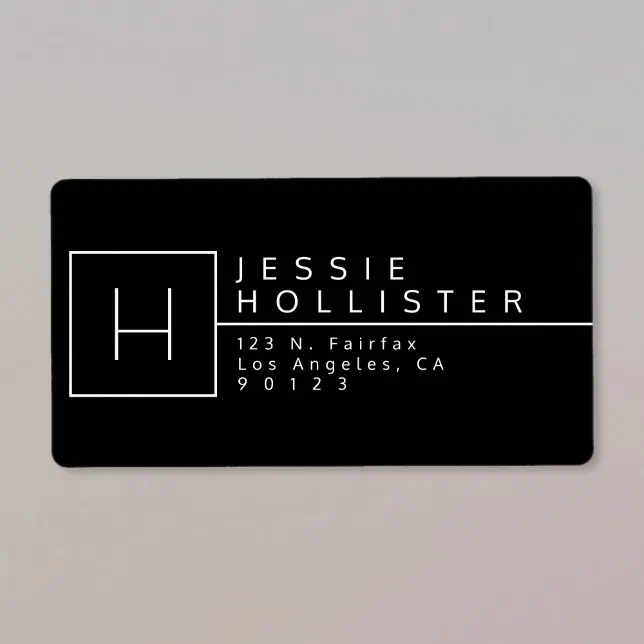 Black & White Monogrammed Return Address Label | Zazzle
