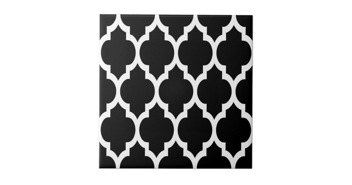 Black White Moroccan Quatrefoil Pattern #4 Tile | Zazzle