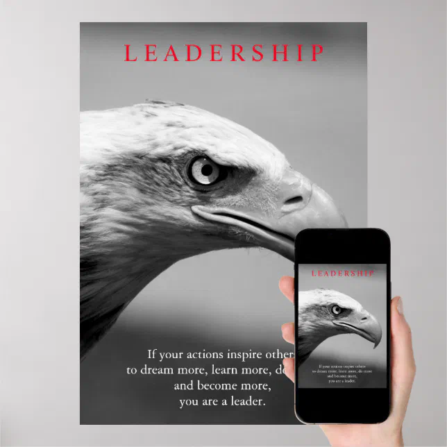 Black White Motivational Leadership Eagle Eye Poster | Zazzle