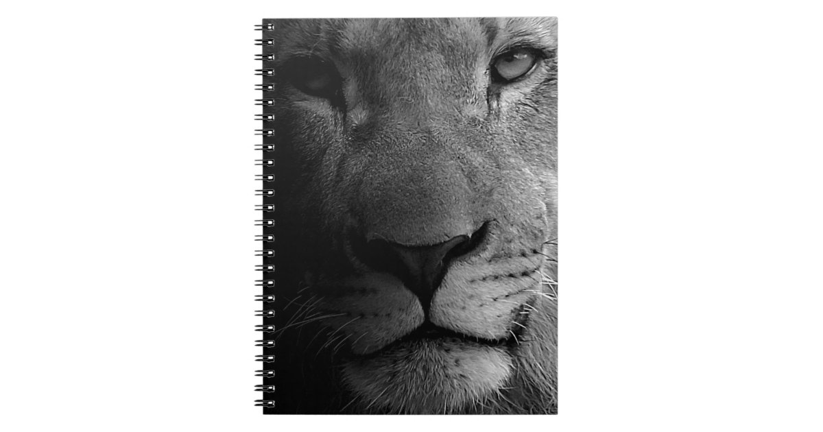 Black White Motivational Leadership Lion Portrait Notebook | Zazzle
