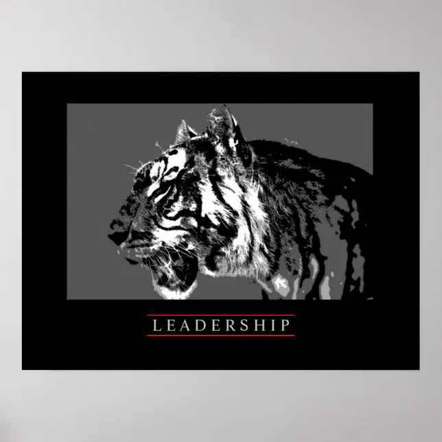 Black White Motivational Leadership Tiger Poster | Zazzle
