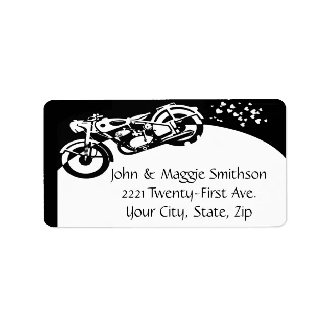 Black & White Motorcycle Address label | Zazzle