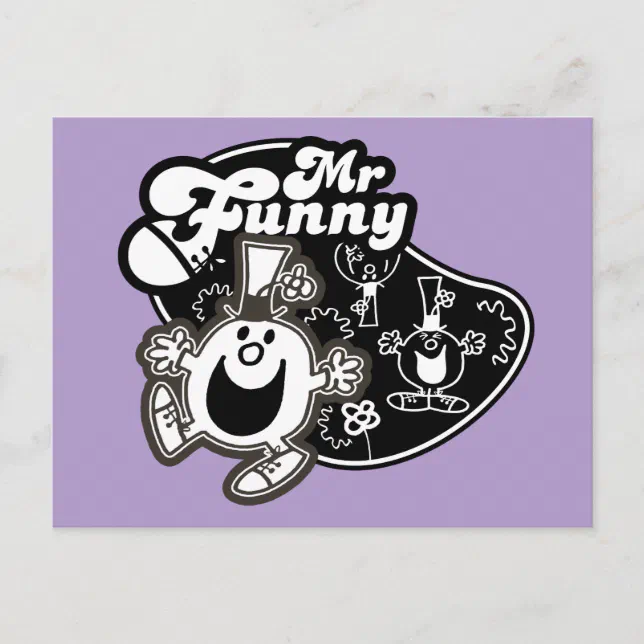 Black & White Mr. Funny Postcard | Zazzle